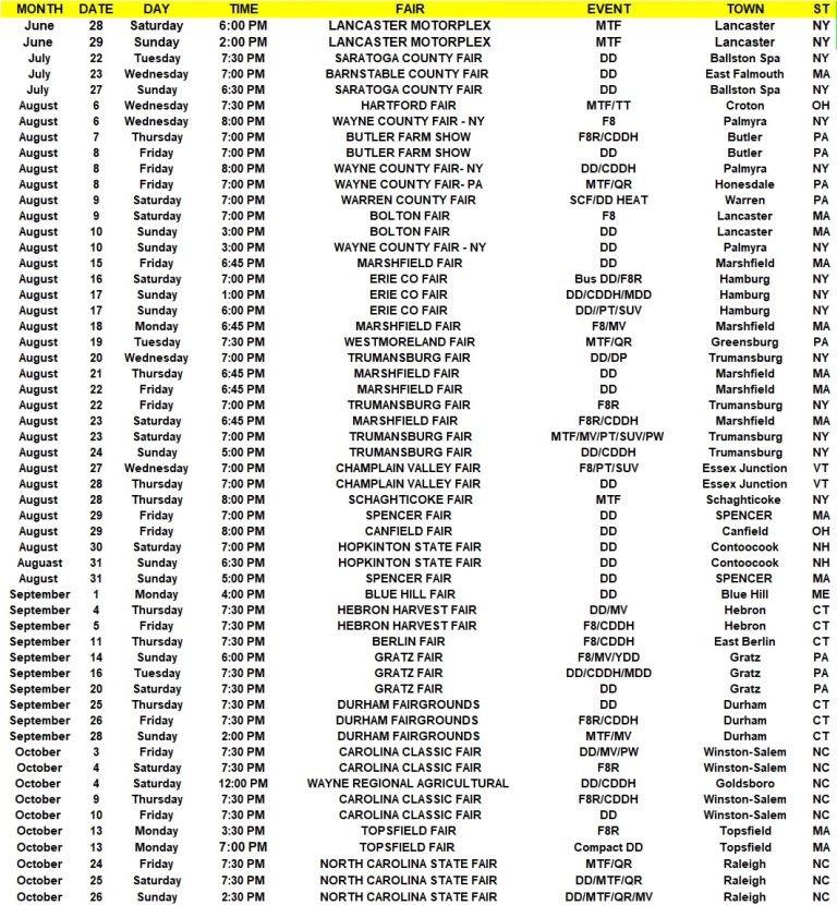 Schedule/Register Here | JM Motorsport Events